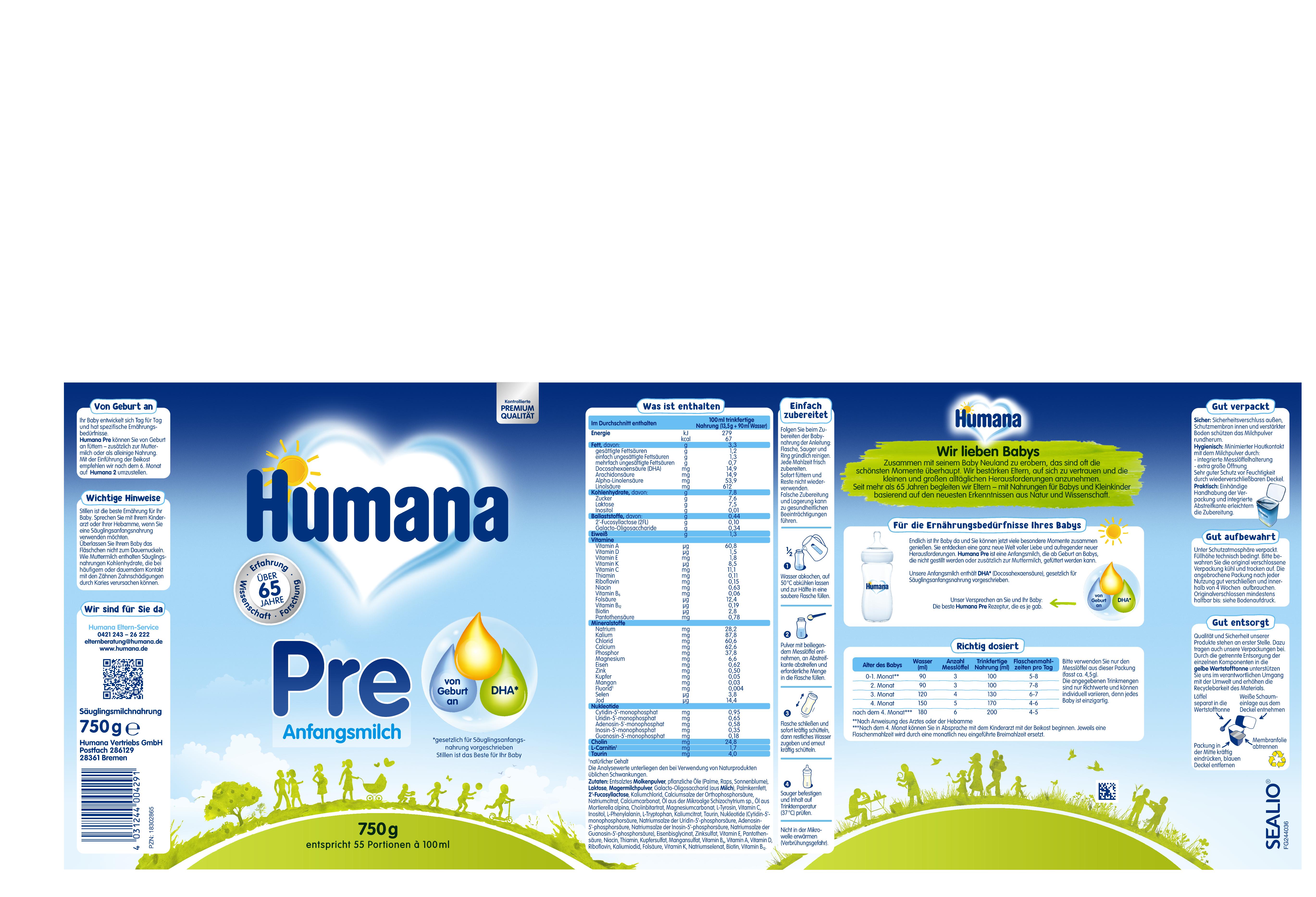 Humana Anfangsmilch Pre: Für einen guten Start von Geburt an
