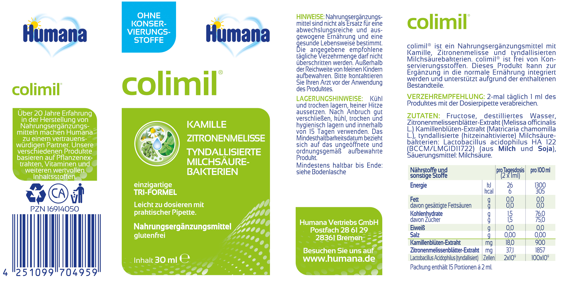 Humana Colimil: Nahrungsergänzungsmittel